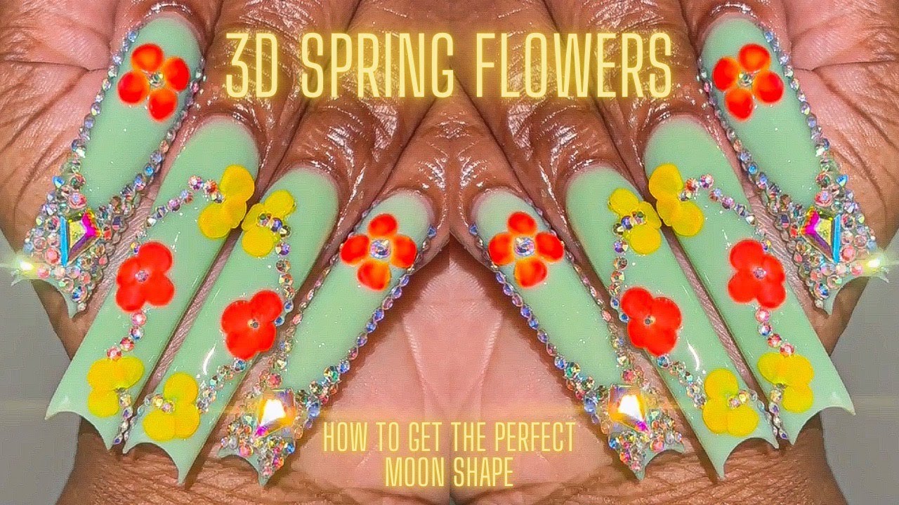 Spring Nails 3D Acrylic Flowers 🌺🌙 | STORY TIME I SET MY EX UP | How To ...