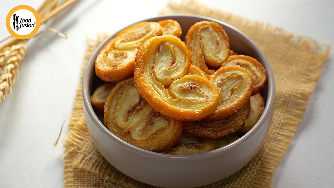 Palmiers with Puff Pastry/ Sugary Heart Biscuits Recipe By Food Fusion ...