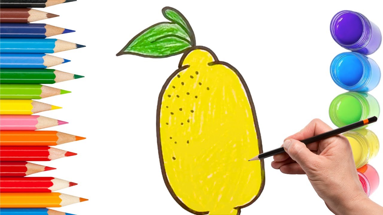 How To Draw cute Lemon Drawing, Painting & Coloring For Kids and ...