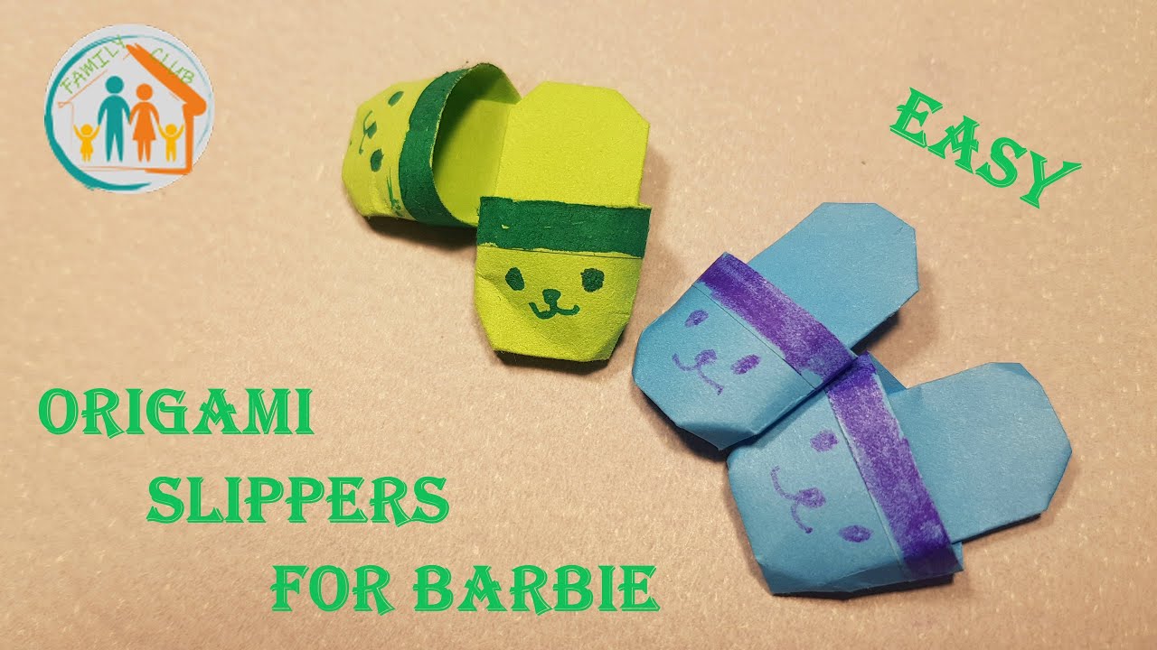 Origami slippers for Barbie - YouTube