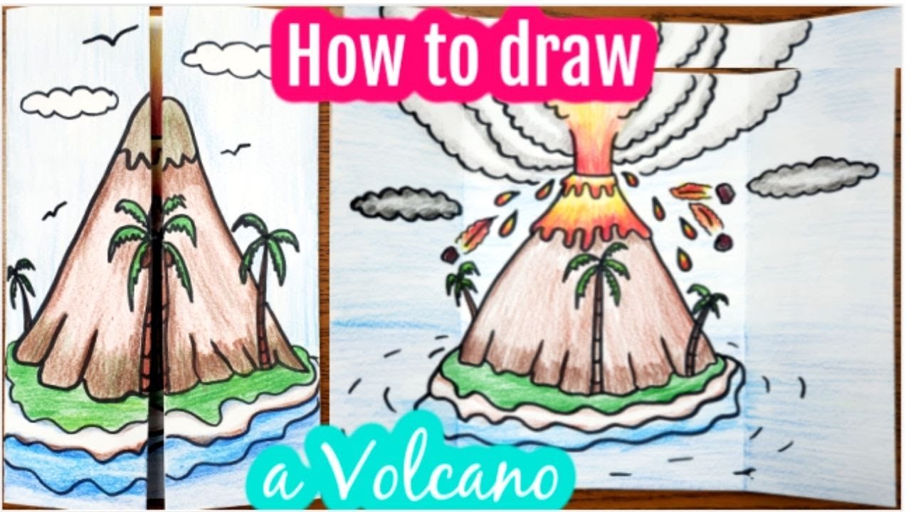 How to draw a Volcano| Volcano Week - YouTube