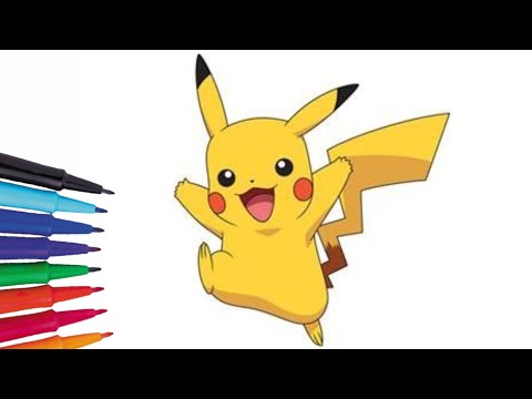 How to draw pikachu pokemon easy | cara menggambar dan mewarnai pokemon ...