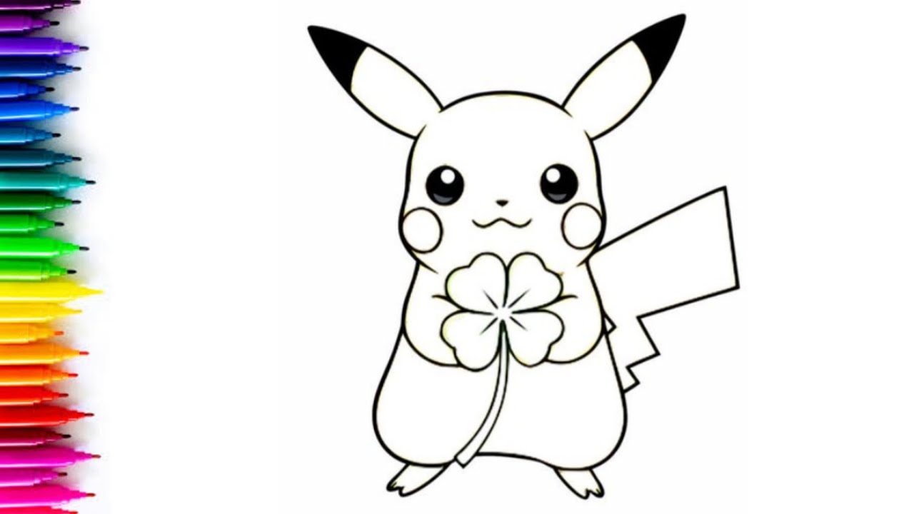 Pikachu Patrick's Day Drawing, Painting & Coloring For Kids and ...