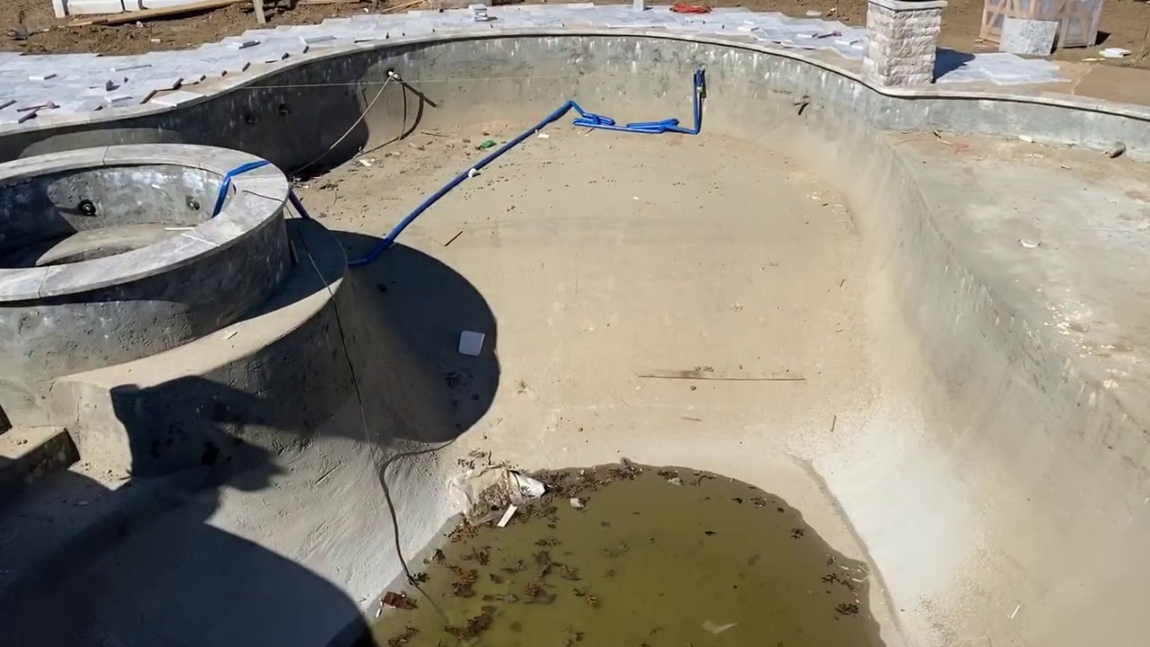 Limestone pool patio and coping Installation G044 - YouTube