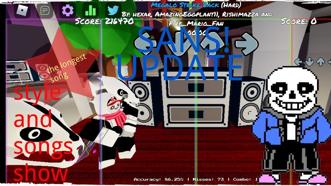 [SANS! UPDATE!]roblox fnf sans style and songs show - YouTube