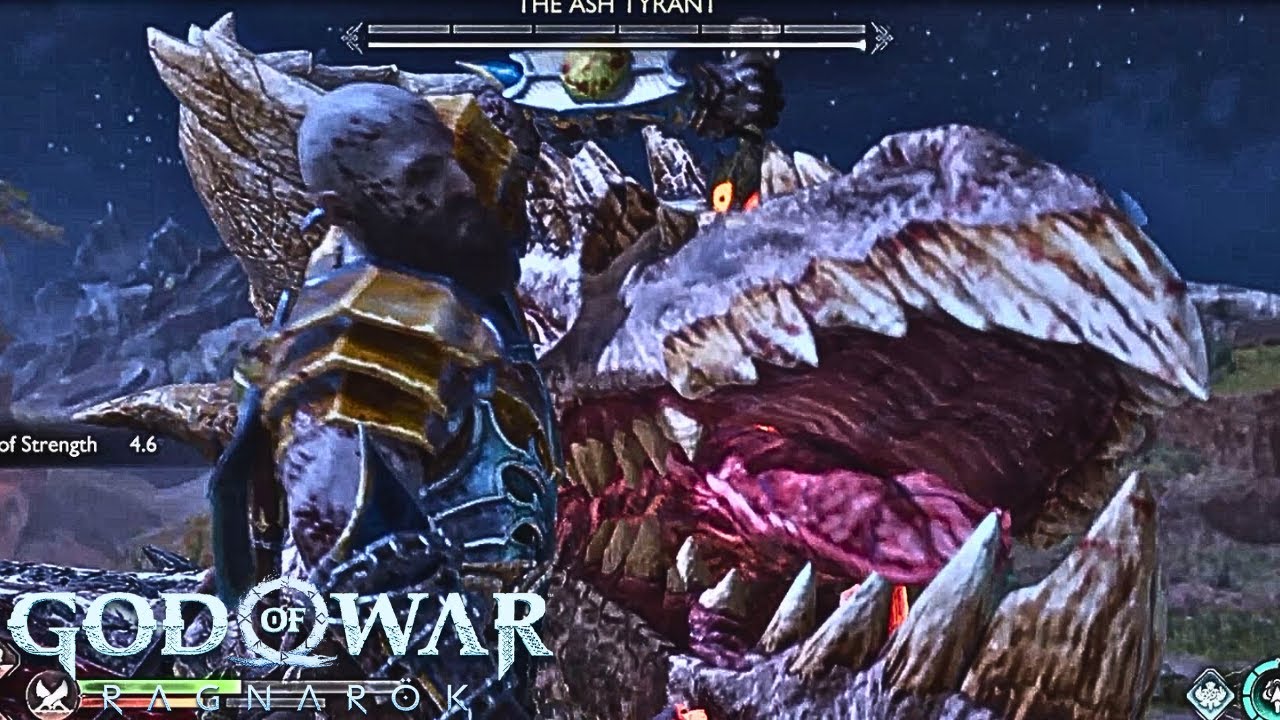 God of War Ragnarök - kratos vs the Ash Styrant Dragon Boss Battle ...