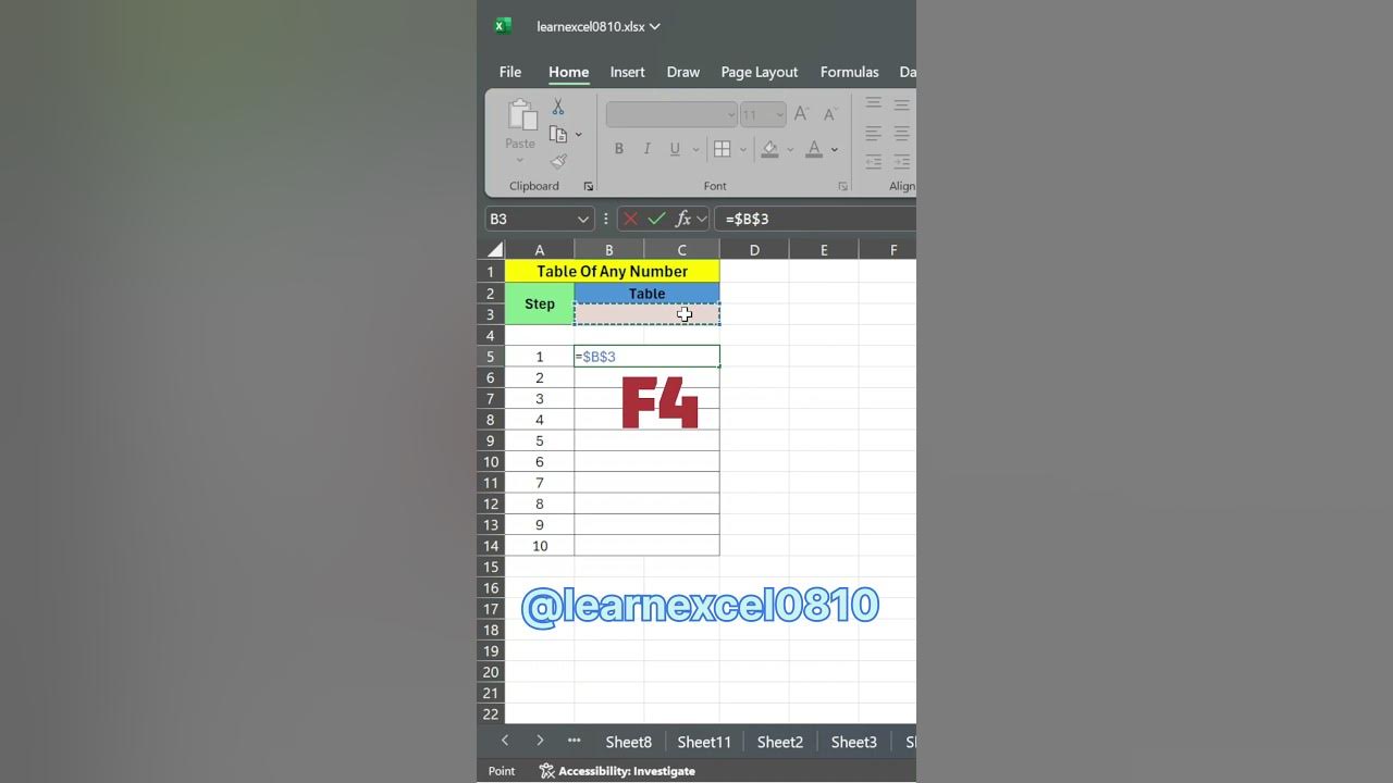 Create Multiplication Table in Excel #excelforjob #excelhacks # ...