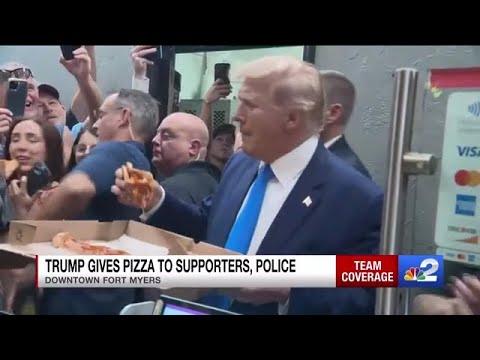 Donald Trump visits Downtown House of Pizza, gives slices to supporters ...