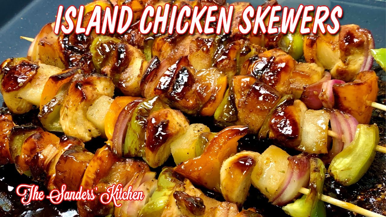 ISLAND CHICKEN SKEWERS W CARIBBEAN RICE / ISLAND STYLE MARINADE - YouTube