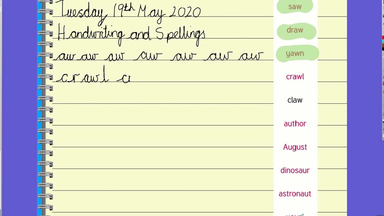 Year 1 Spellings and Handwriting 19.5.2020 - YouTube