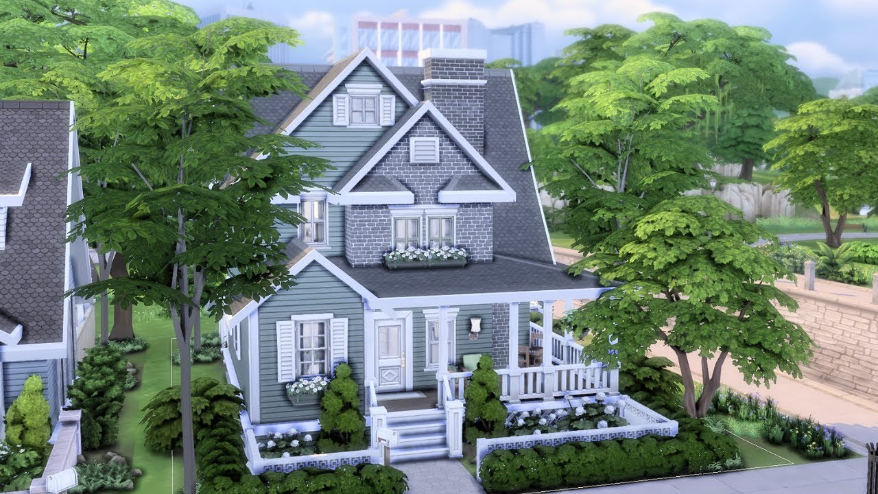 Green Base Game House 💚| The Sims 4: Speed Build with Ambient Sounds ...
