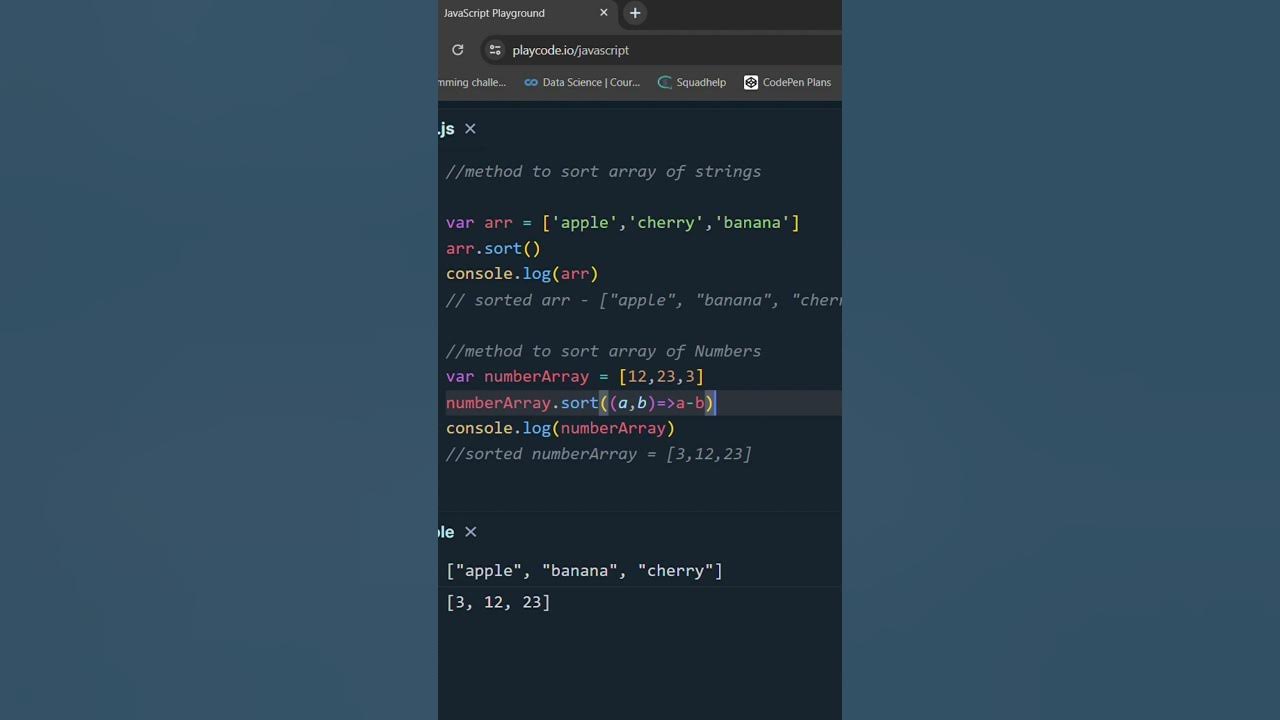 Sorting Arrays In Javascript Javascript Coding Trending Trendingshorts Youtube 