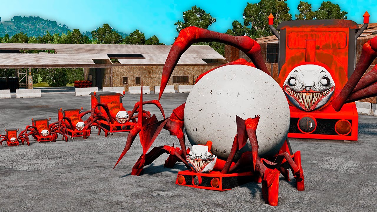 Big & Small Choo-Choo Charles vs Giant Stone Ball | BeamNG.Drive - YouTube