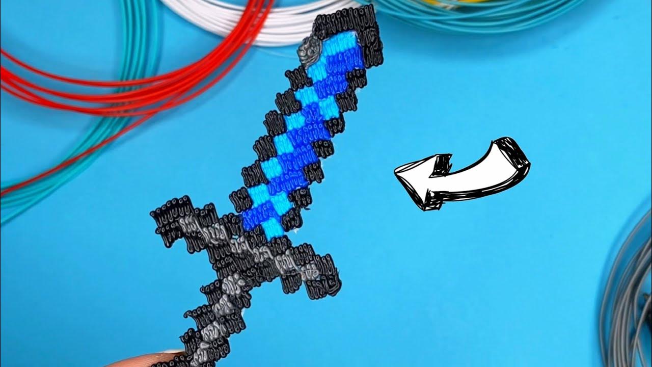 АЛМАЗНАЯ КИРКА ИЗ МАЙНКРАФТА DIY 3D РУЧКА // РИСУЕМ 3Д РУЧКОЙ - YouTube