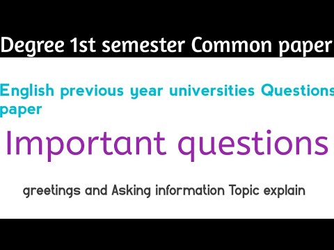 Degree 1st semester English Question paper explain||previous University ...