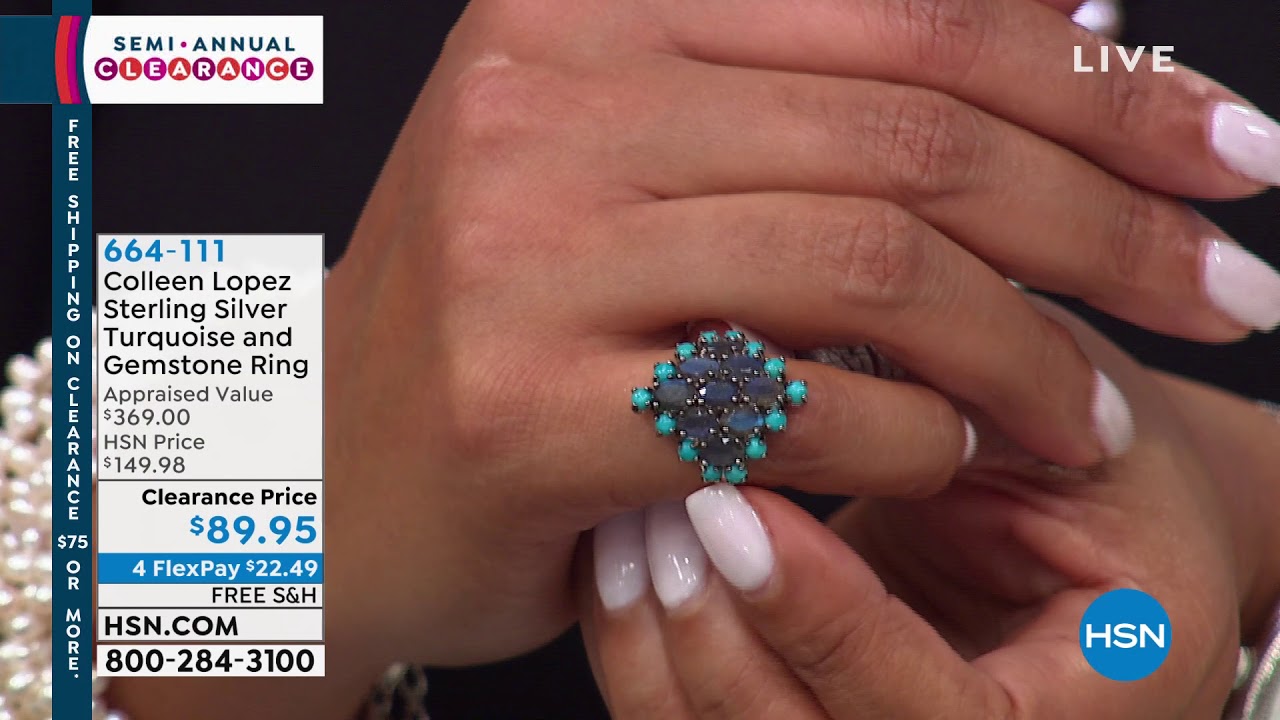 Colleen Lopez Sterling Silver Turquoise and Gemstone Ring - YouTube
