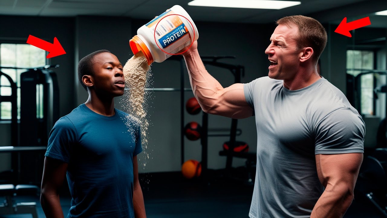 A trainer taunted a skinny men by pouring protein on his head, not ...