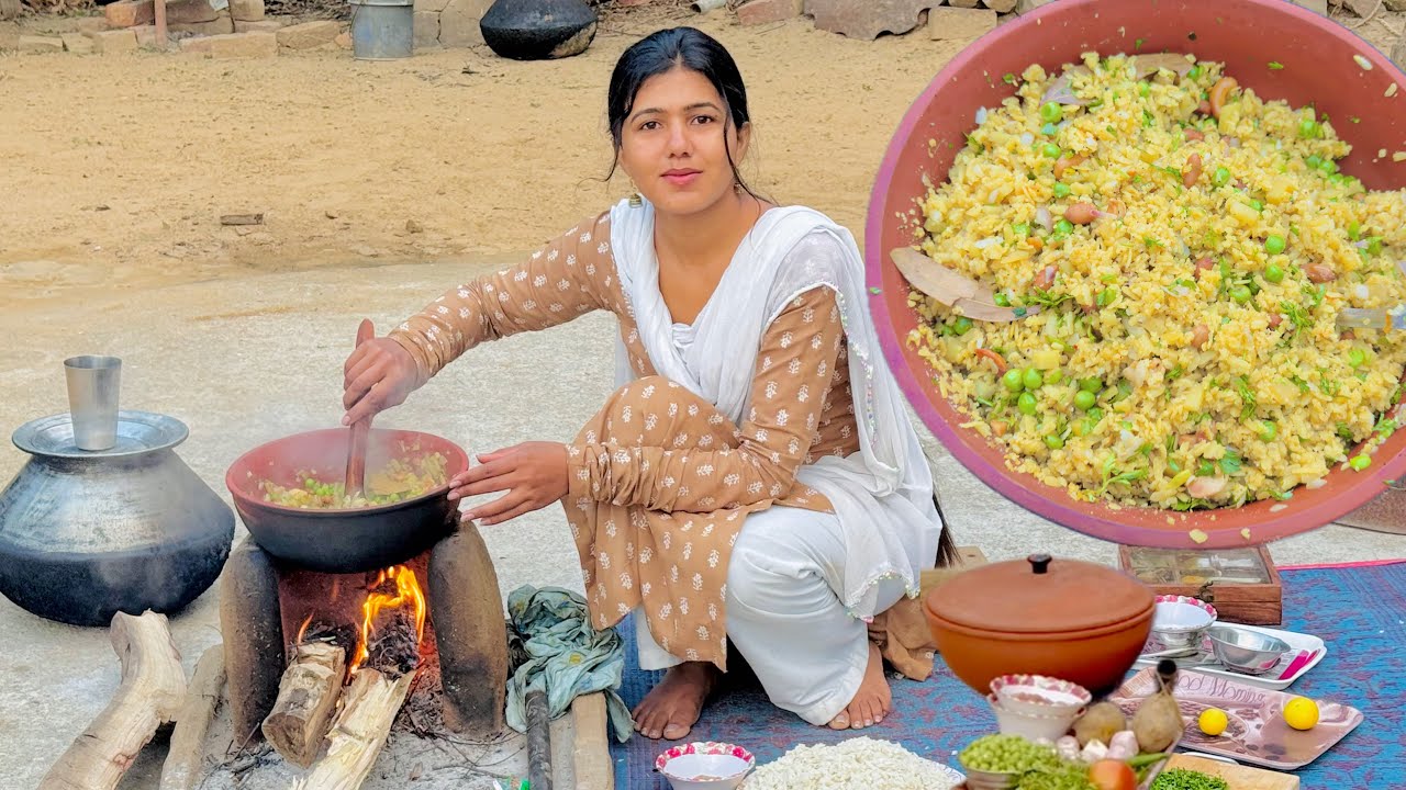 Cooking Poha on Mud Chulha In Village #desilifestyle - YouTube