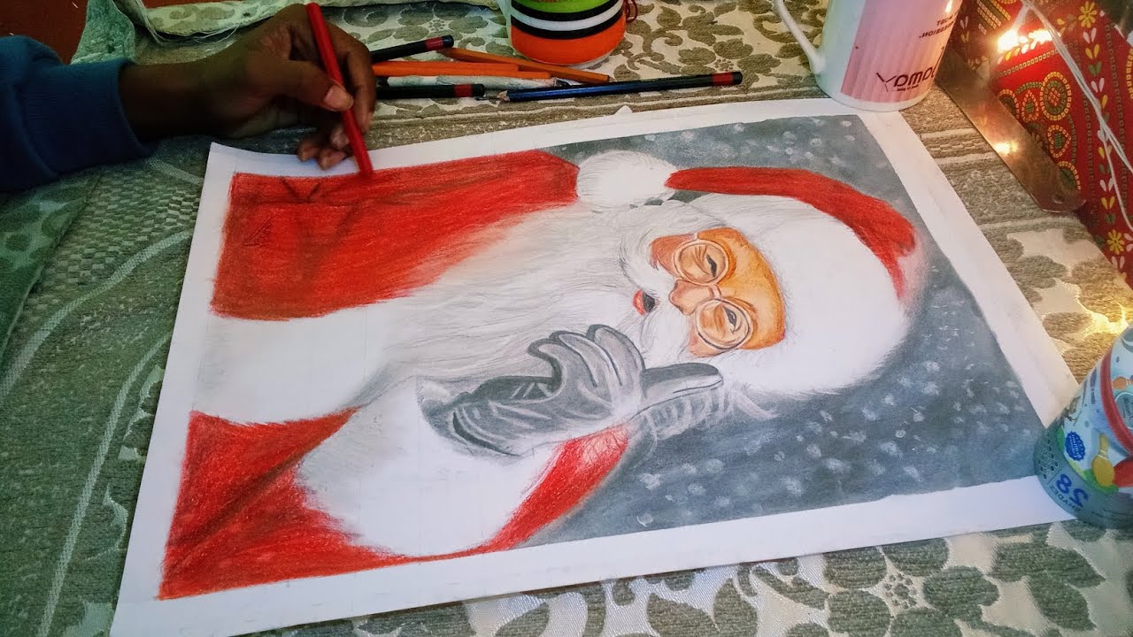 Santa Claus ki colourfull pencil sketch drawing😃part 2 - YouTube