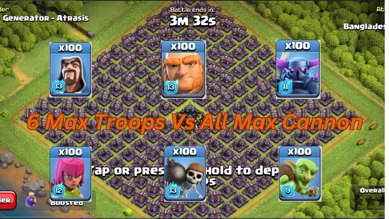 6x Every Max Troops vs Max Level Cannon || Clash of Clans - YouTube