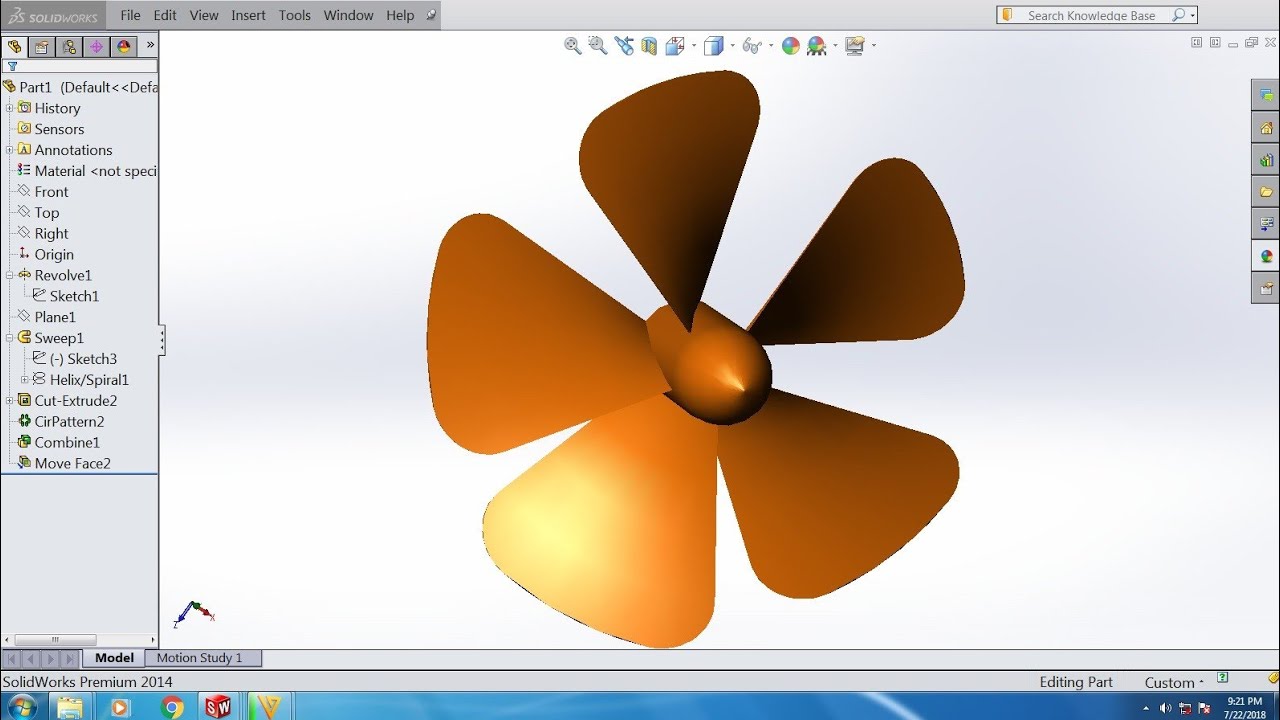 solidwork tutorial fan modeling - YouTube