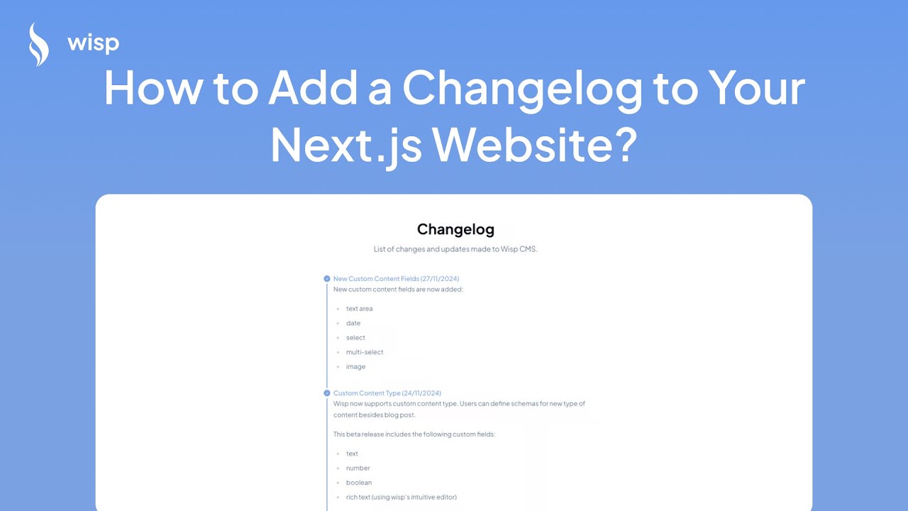 Adding a Changelog with Wisp - YouTube