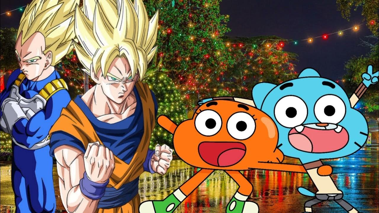Goku, Vegeta, Gumball, and Darwin In A Town of Christmas Trees. - YouTube