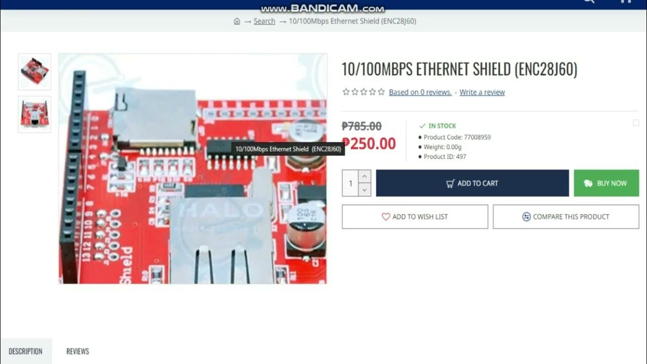 What is e-Gizmo ENC28J60 Ethernet shield? - YouTube