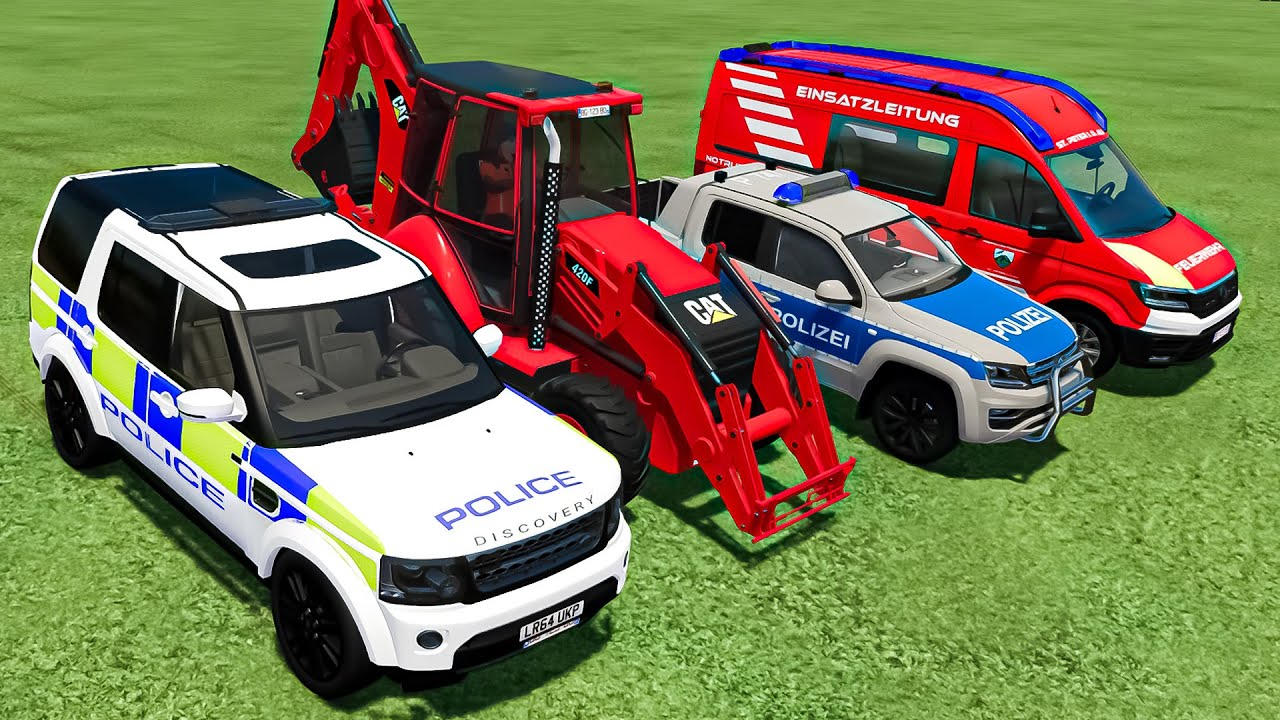 POLICE CARS , CAT LOADER , AMBULANCE TRANSPORTING GARAGE ! Farming ...