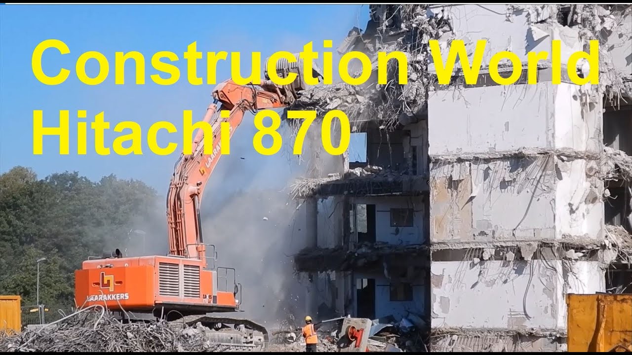 Excavator Hitachi 870 LCR demolition site - YouTube