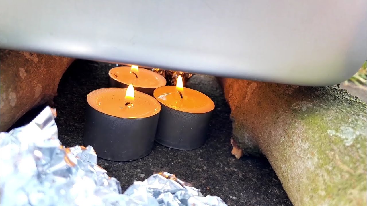 Survival COOKING practice using candles flame as fuel - YouTube