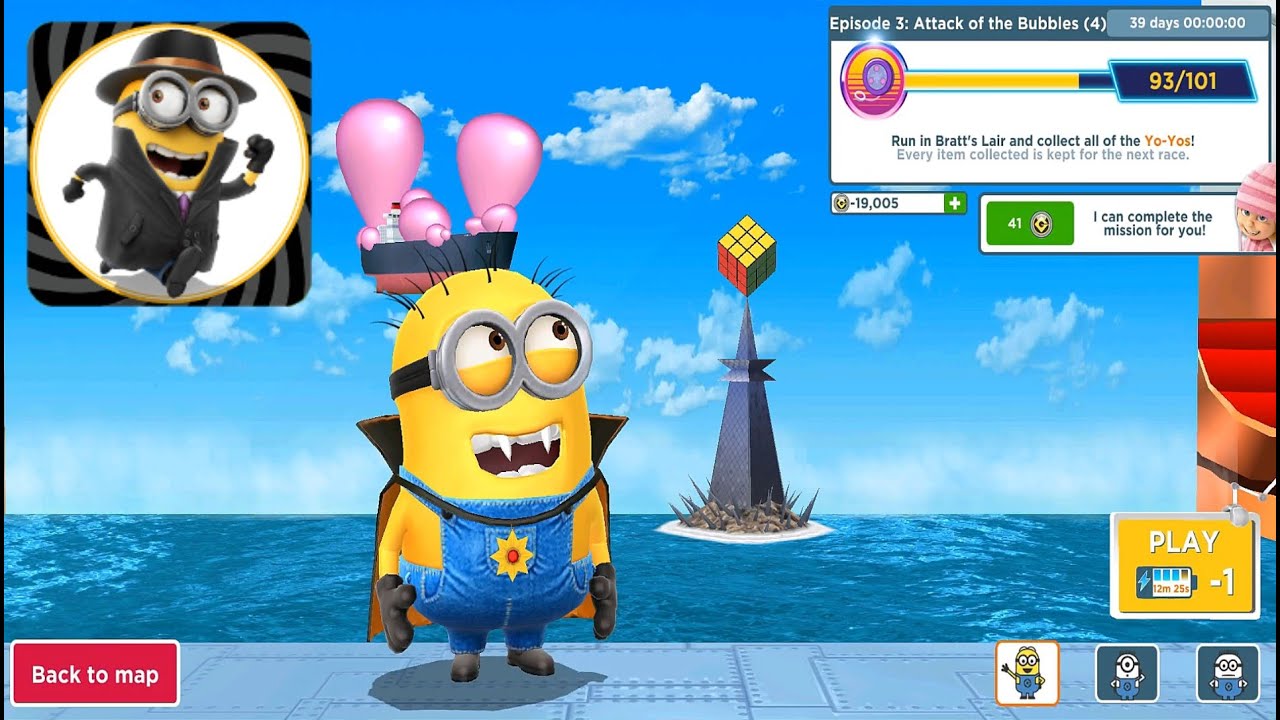 Despicable me Minion rush Vampire minion ATTACK of the BUBBLES special mission BUBBLE GUM ...