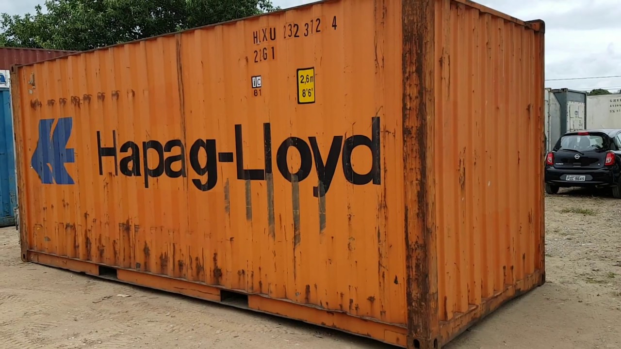 Container 20"DC HLXU 2323724 São Vicente-SP - YouTube