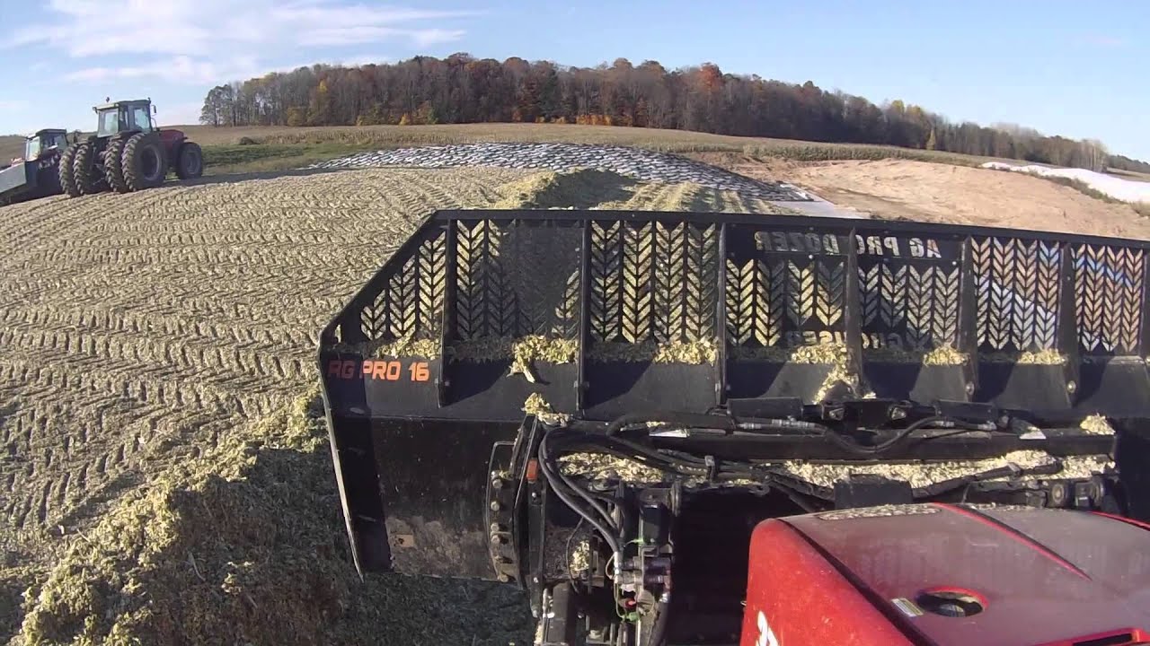 Pushing and Packing Corn Silage in Wisconsin - YouTube
