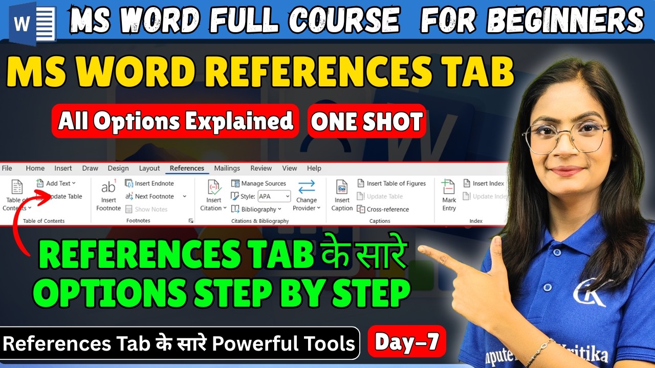 MS Word References Tab Full Tutorial I Day - 07 I References Tab के ...