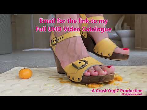 Fruit Crush Fetish Food Orange Fruit Walkover Crush Grind and Twist Wooden Sandals #asmr #crush