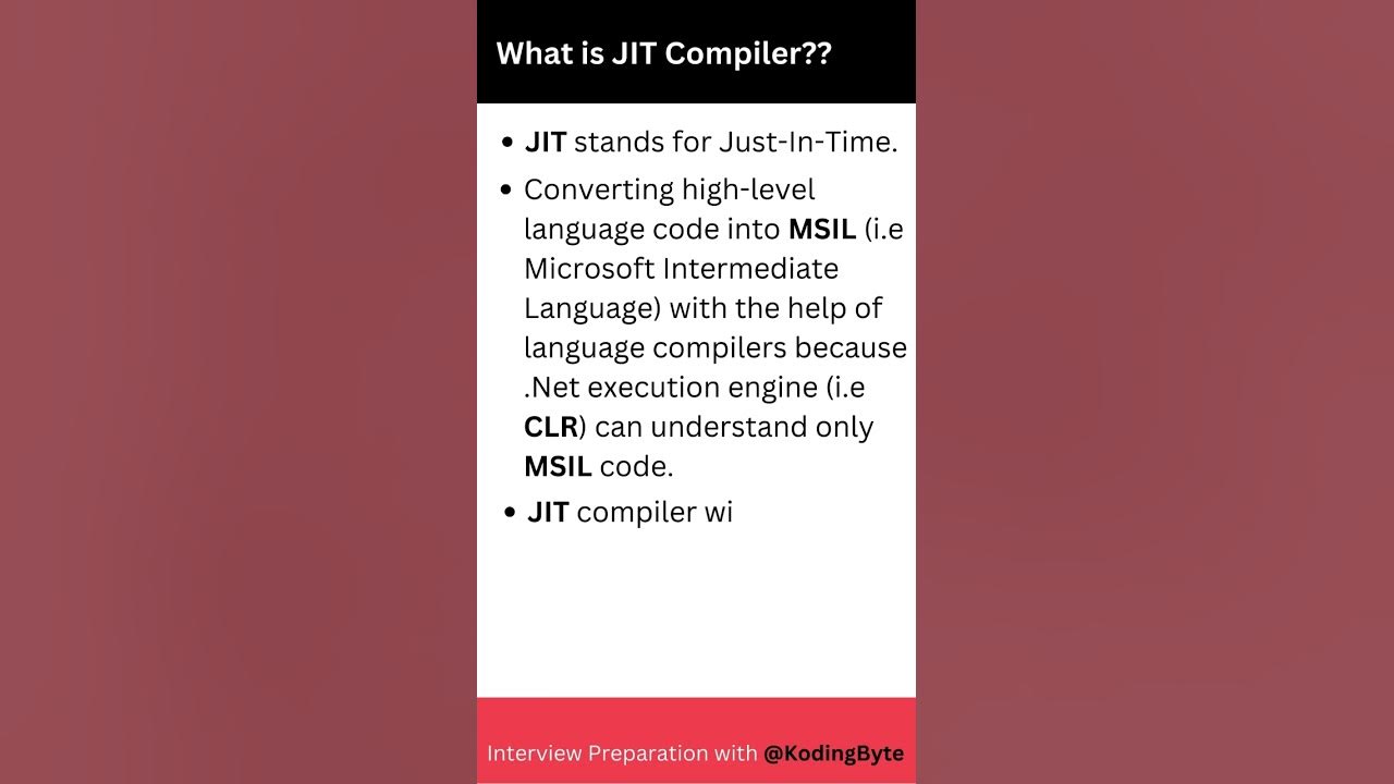 .Net Just-In-Time Compiler | JIT Compiler | C# - YouTube