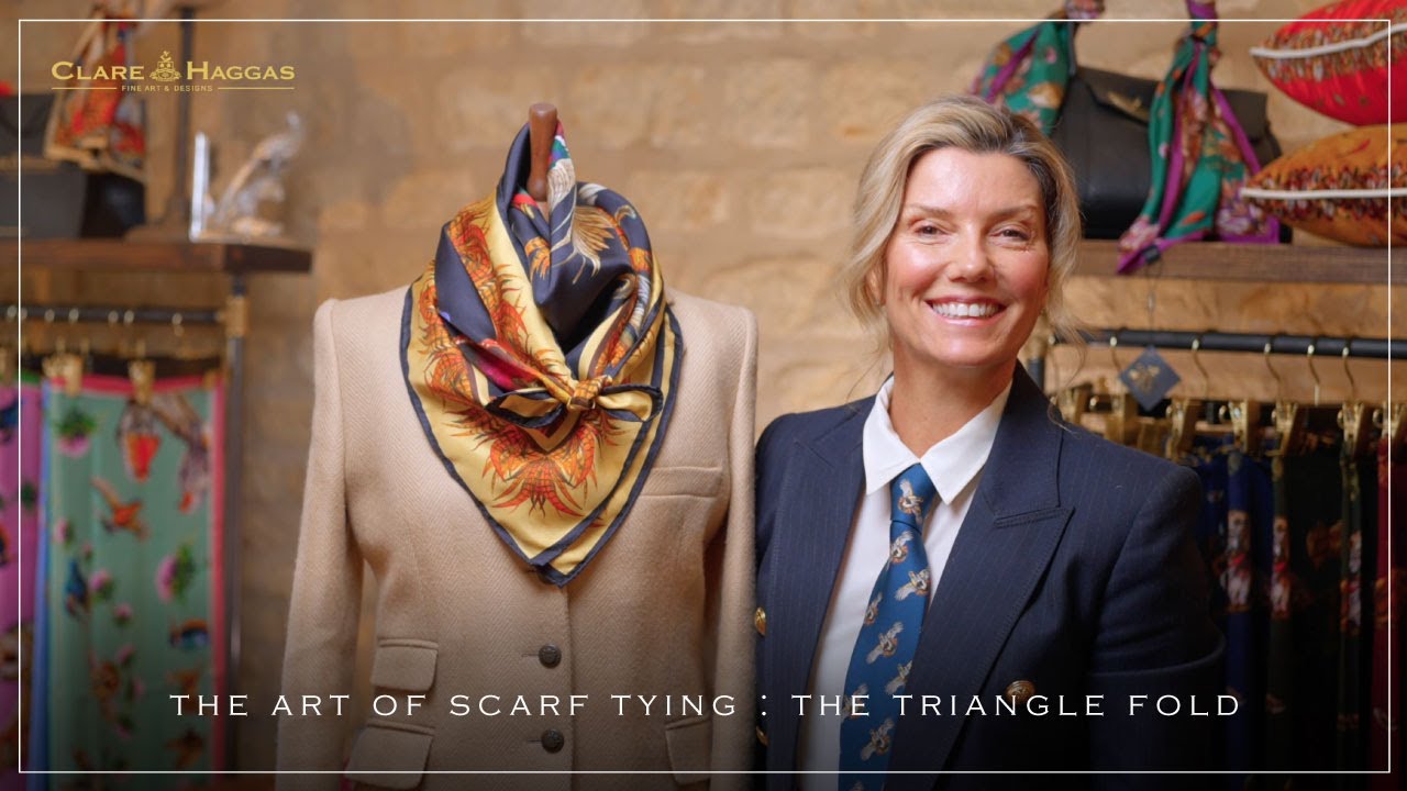 Scarf Tying Tutorial: Classic Triangle Fold with a Large Square Silk ...