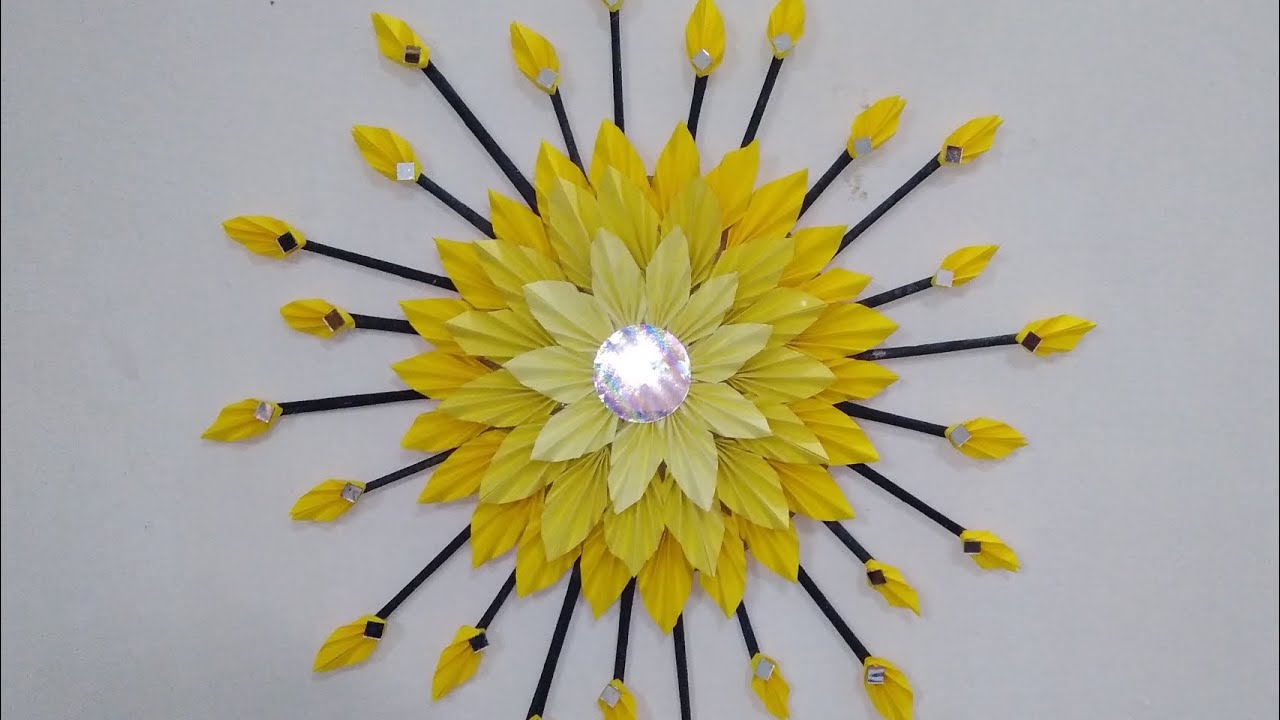 How to make a yellow color wall decor out of paper and cardboard # ...
