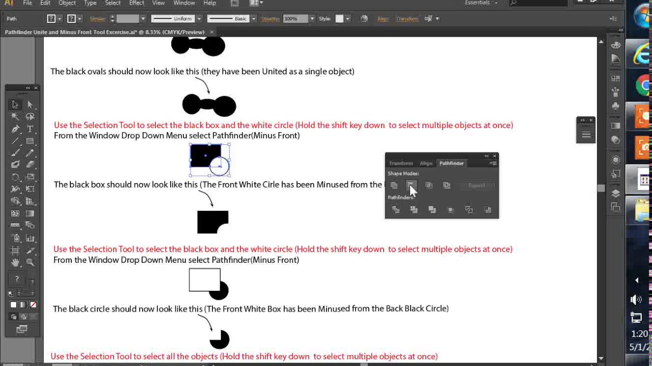 Pathfinder Unite and Minus Front Tool Video - YouTube