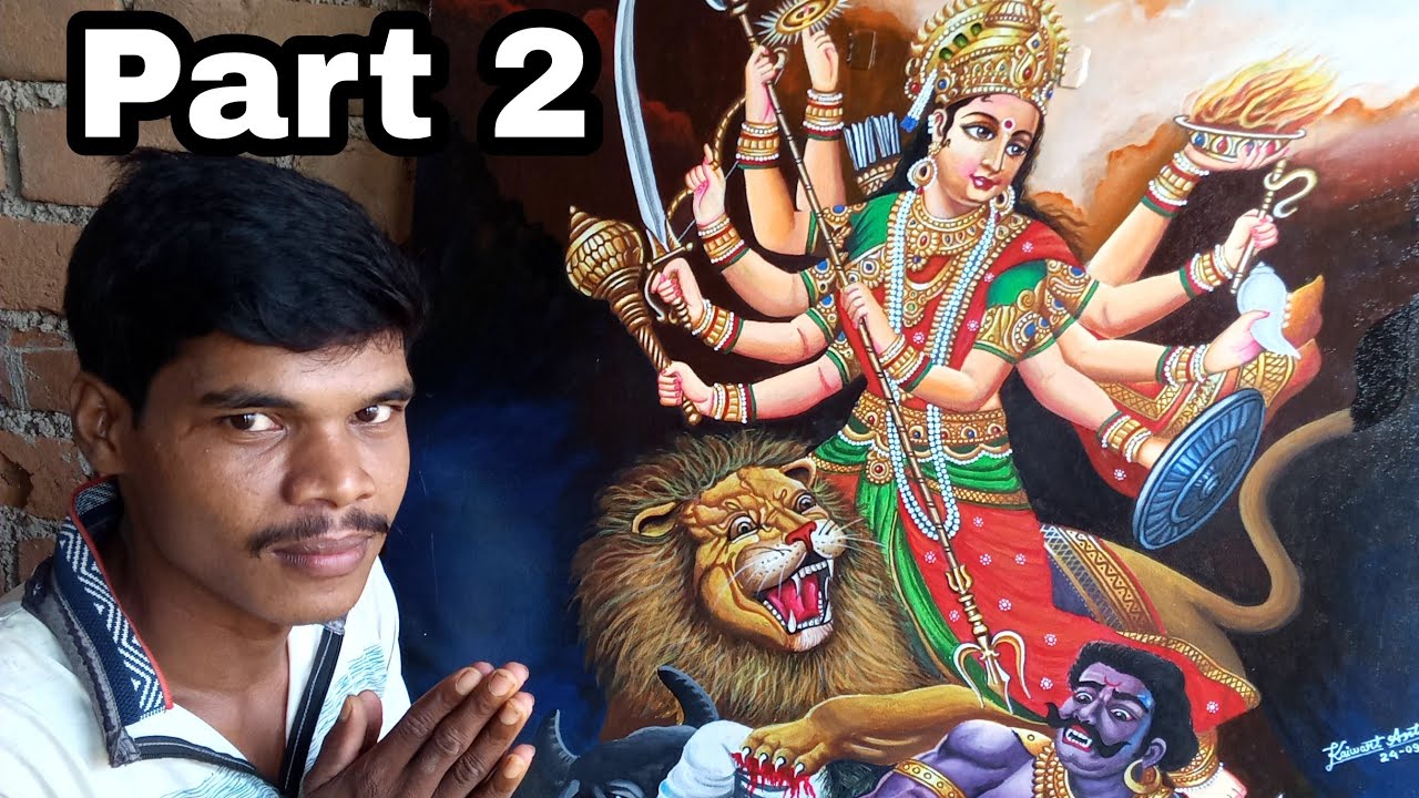 Ma Durga Painting Tutorial Part 2 || How To Make Of Ma Durga Step by ...