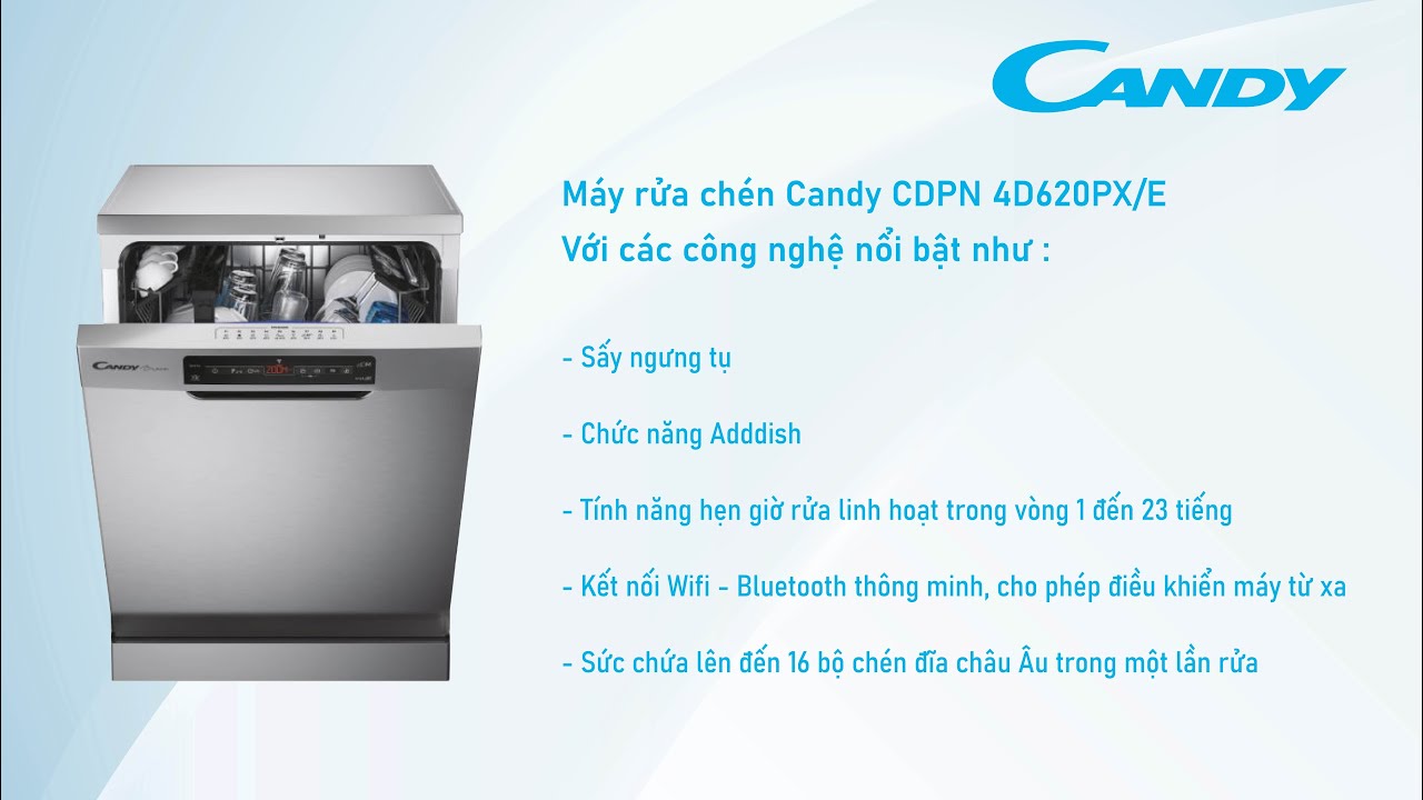 Giới thiệu sản phẩm máy rửa chén Candy CDPN 4D620PX E I Điện máy Gia Khang - YouTube