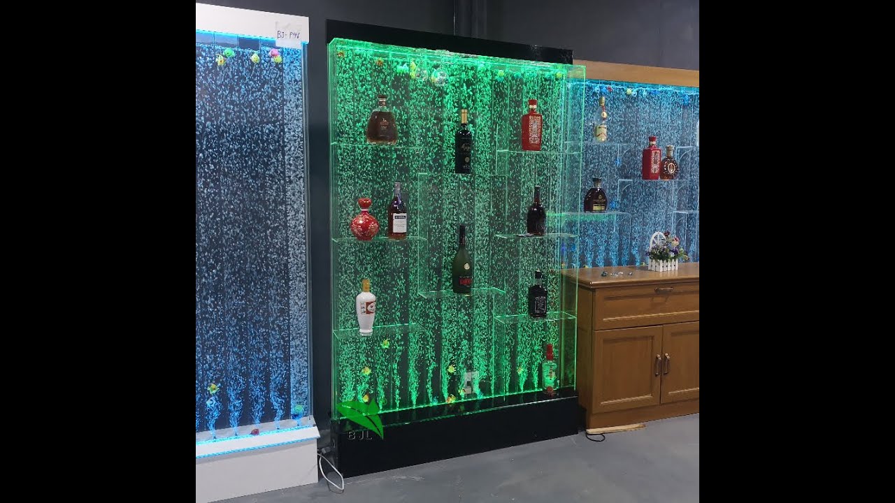 customized home bar display rack furniture LED glow water bubble wall ...