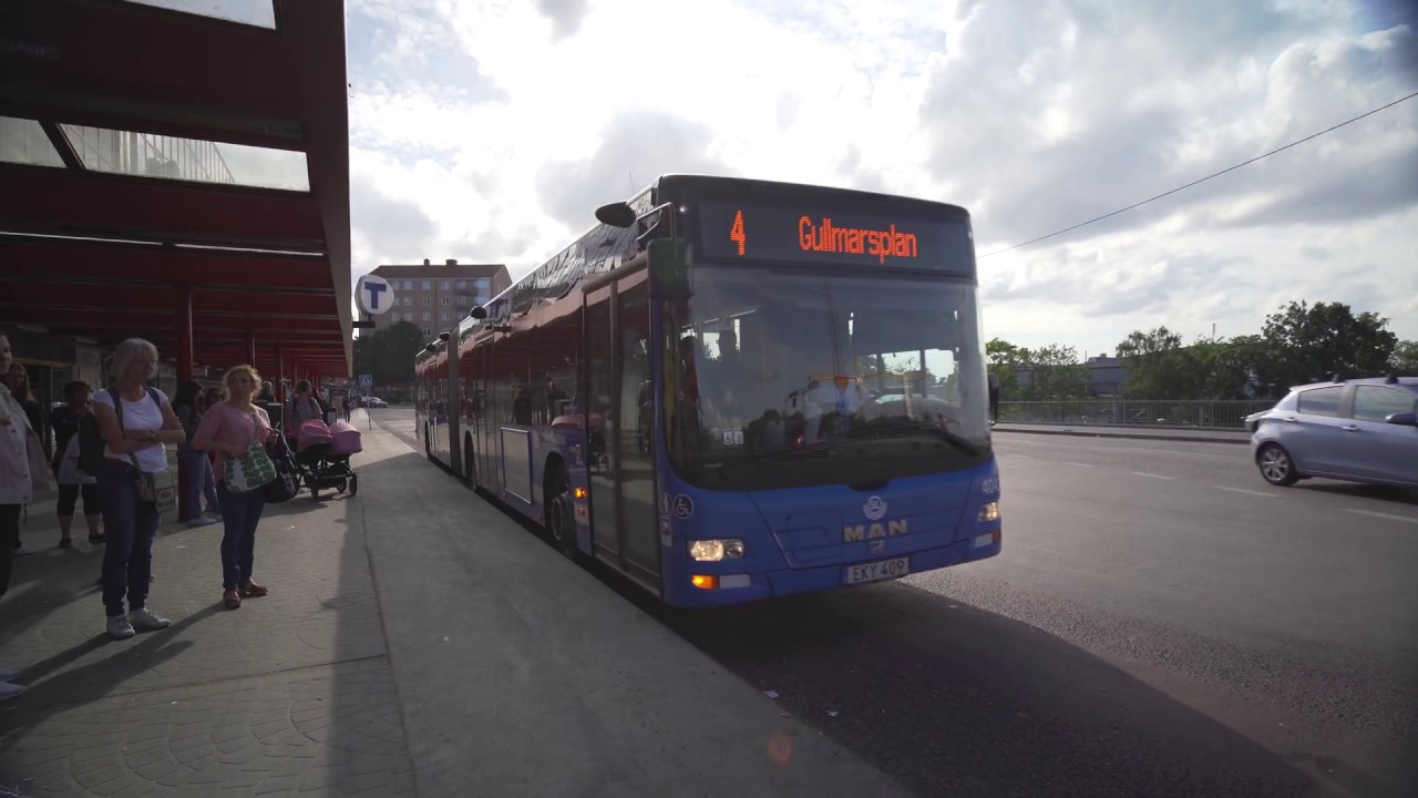Sweden, Stockholm, ride with bus 4 from Gullmarsplan to Södra railway ...