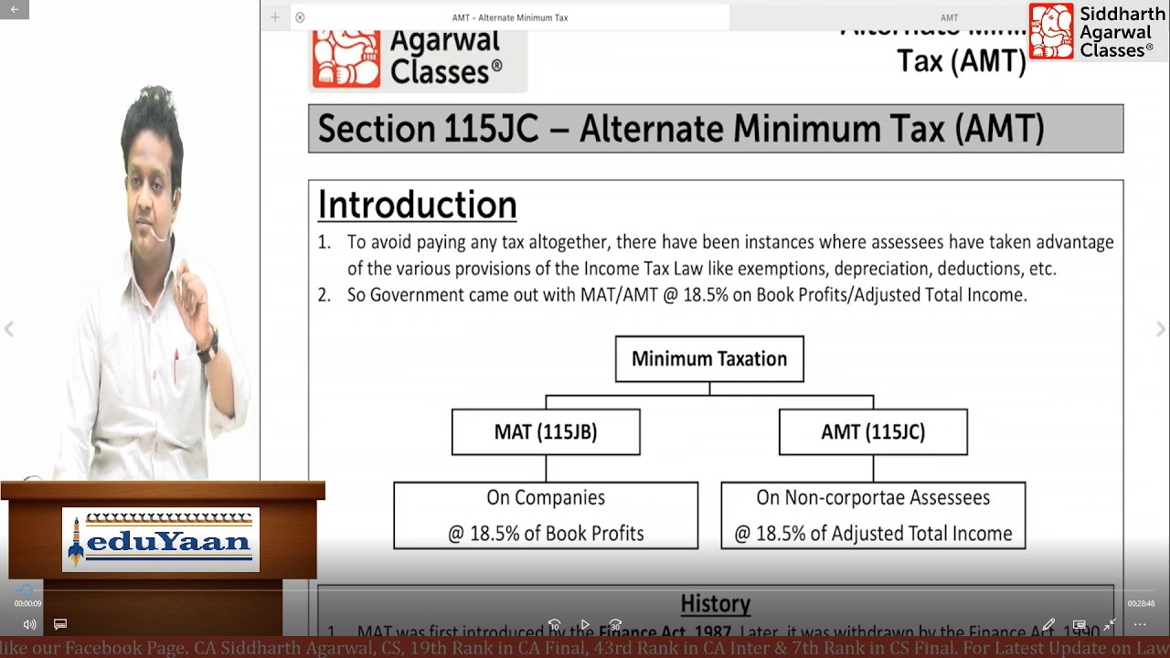 AMT - Alternate Minimum Tax | 115JC | Siddharth Agarwal - YouTube