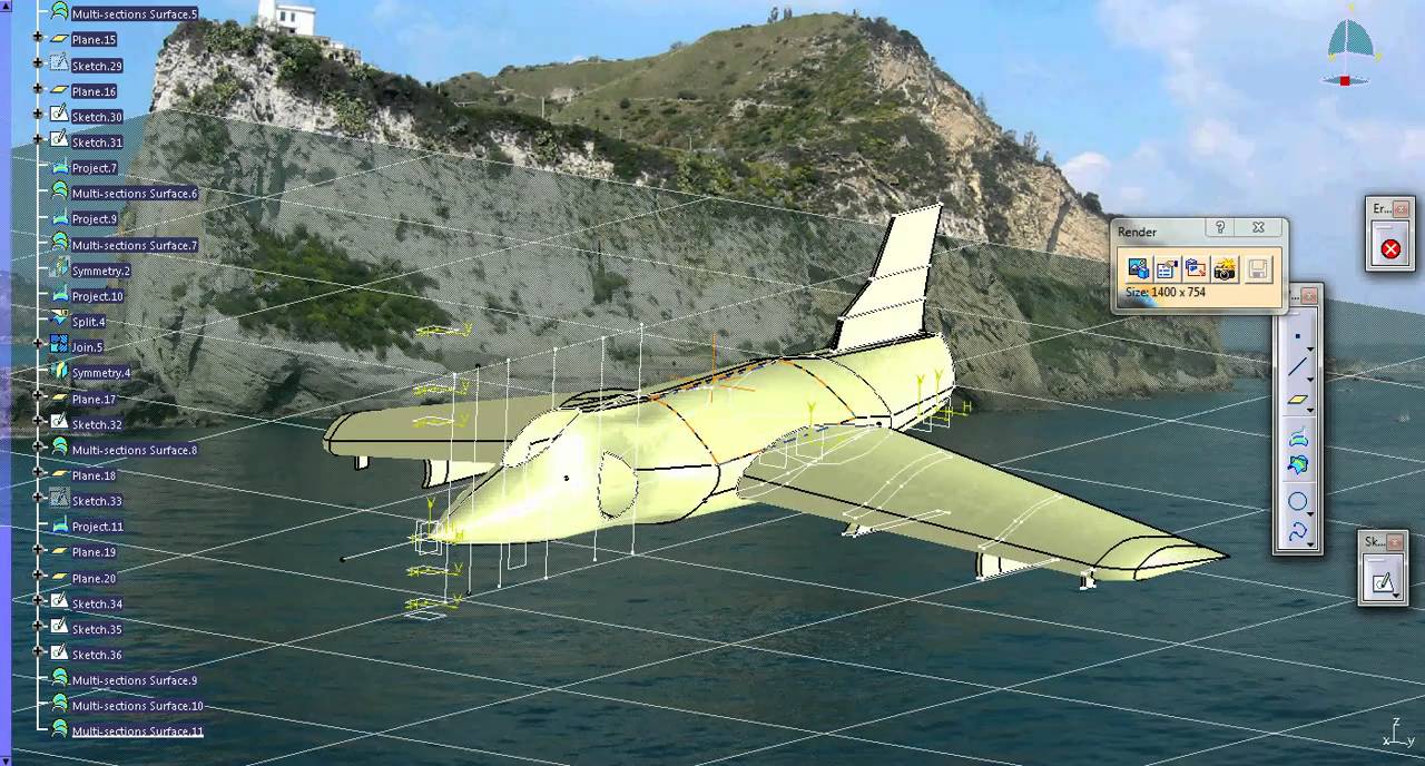 Harry american avion plane Catia V5 Politecnica Sevilla - YouTube