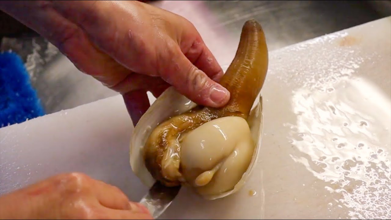 GEODUCK SASHIMI Seafood - Japanese Street Food - Okinawa Japan - YouTube