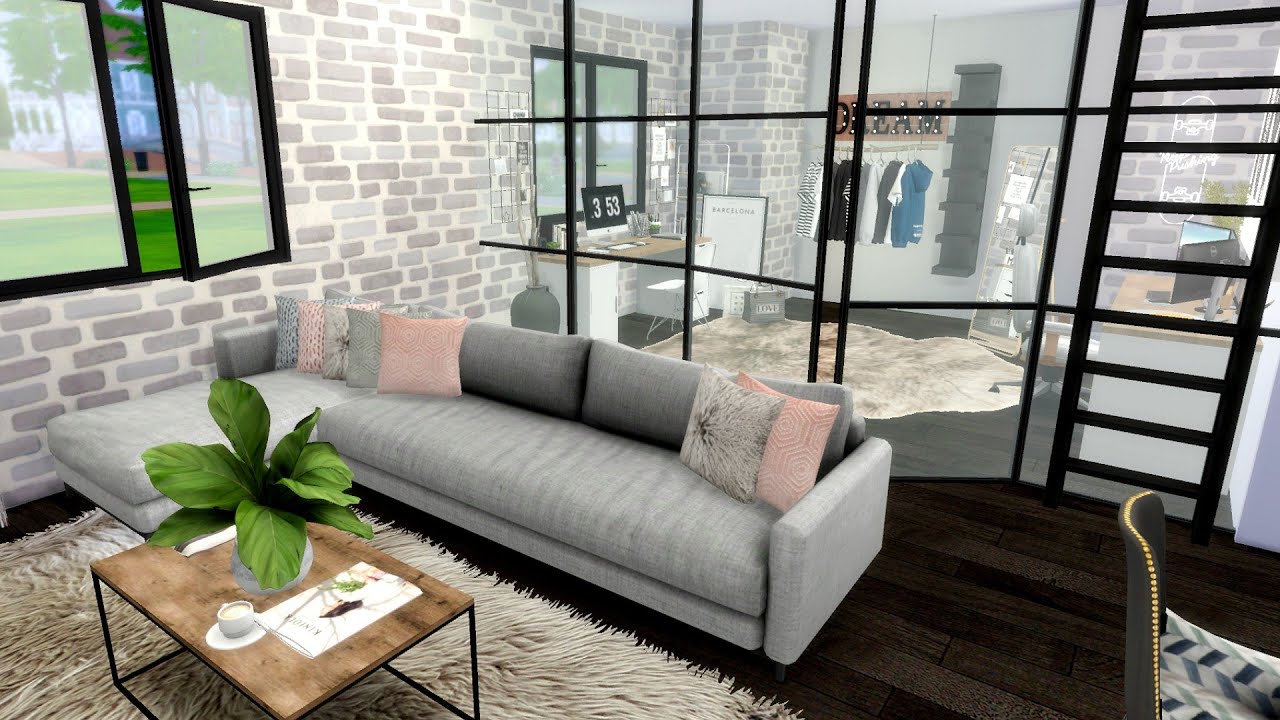 The Sims 4 | Dream Aesthetic Loft Apartment | Speed Build - YouTube