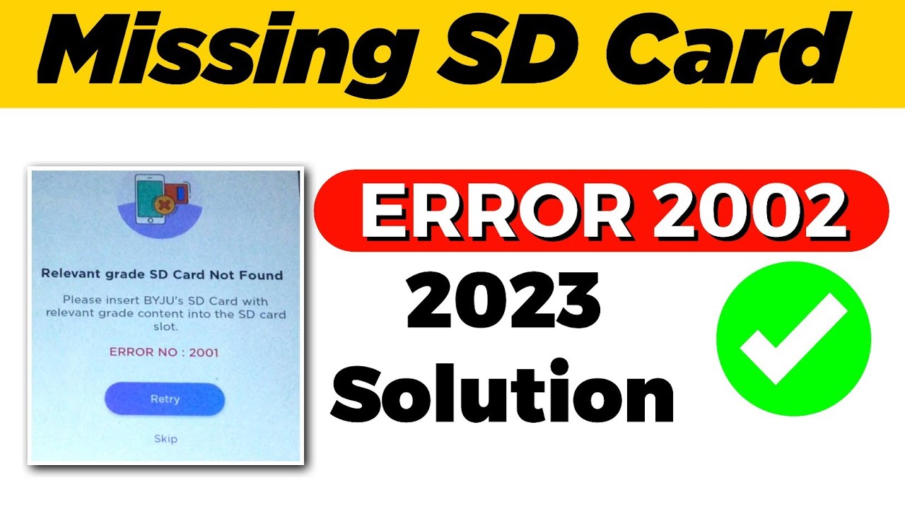 [2023] Missing SD Card Error : 2002 - Solution - YouTube