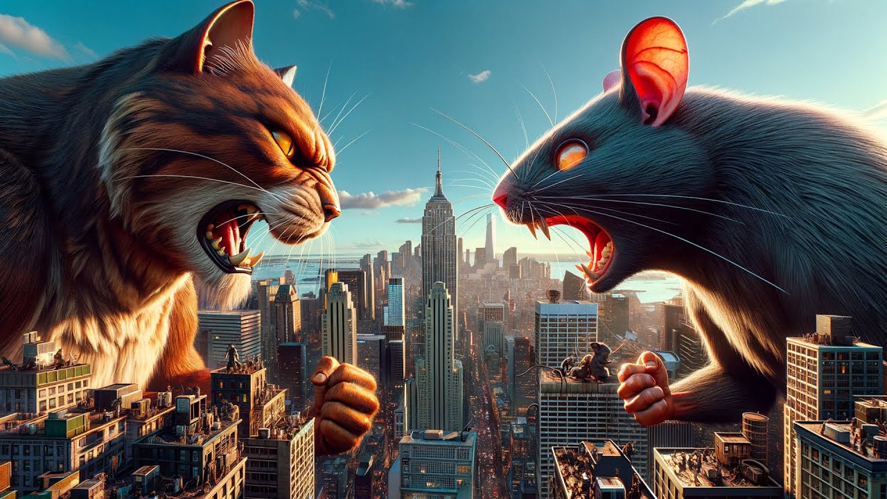 Catzilla Vs mousezilla!! - YouTube